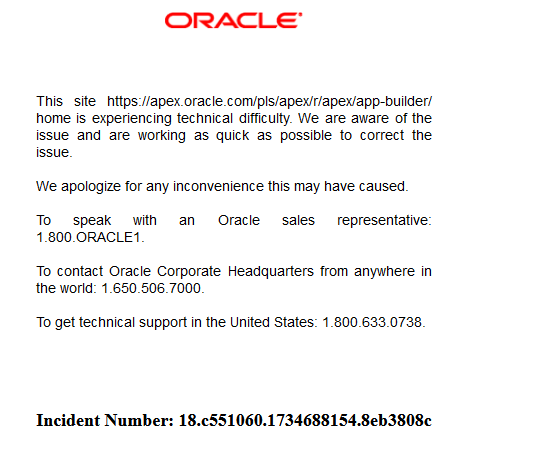 Continuous Technical Issues With Oracle Apex Workspace Oracle Forums