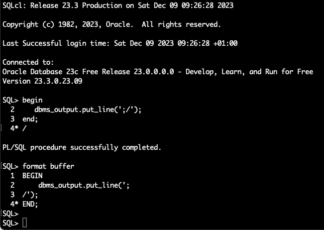 Sqldev 231 Sqlcl 233 Bug Formatter Breaks Code When String Contains Oracle Forums