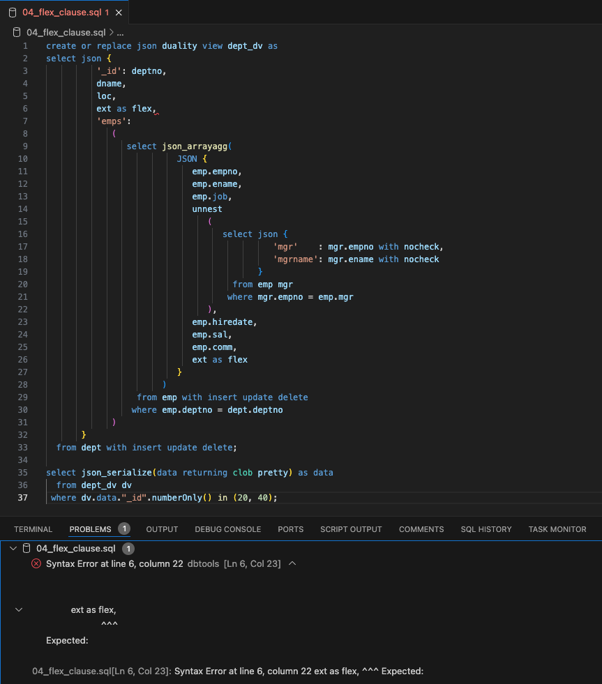 Bug: Syntax Error When Using flex_clause - Oracle Forums