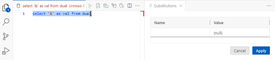 literal in the query text causes SQL Dev for VSCode to prompt for a substitution value - Oracle ...