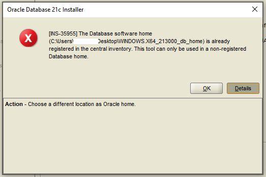 Error during Oracle 21c Installation - Oracle Forums Error during Oracle 21c Installation - Oracle Forums