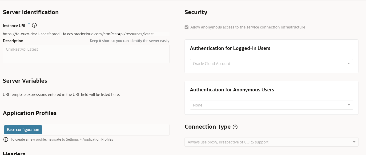 Calling SaaS REST API from VBCS is throwing an "Cannot process service scope" error - Oracle Forums