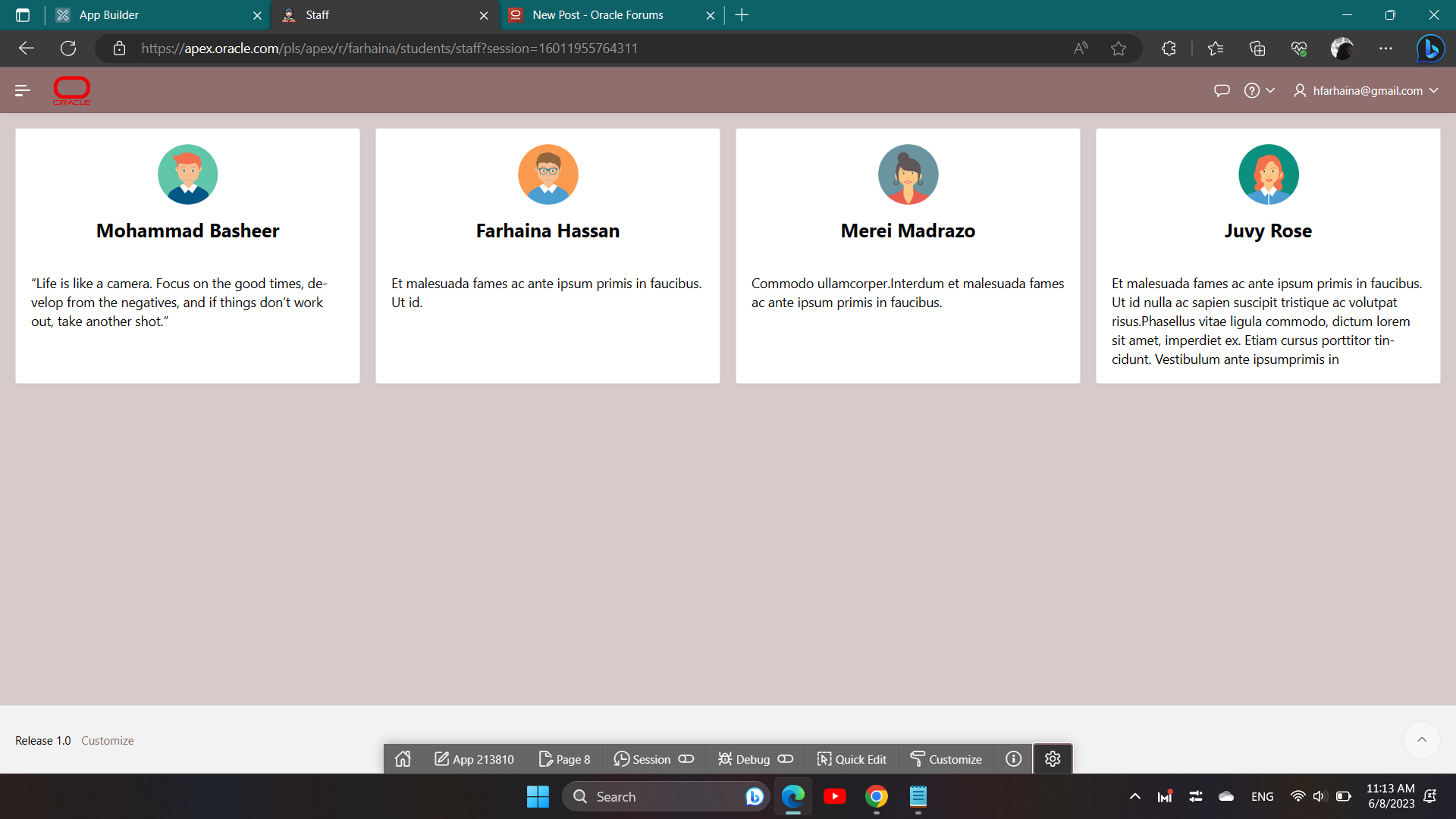 Cards. - Oracle Forums