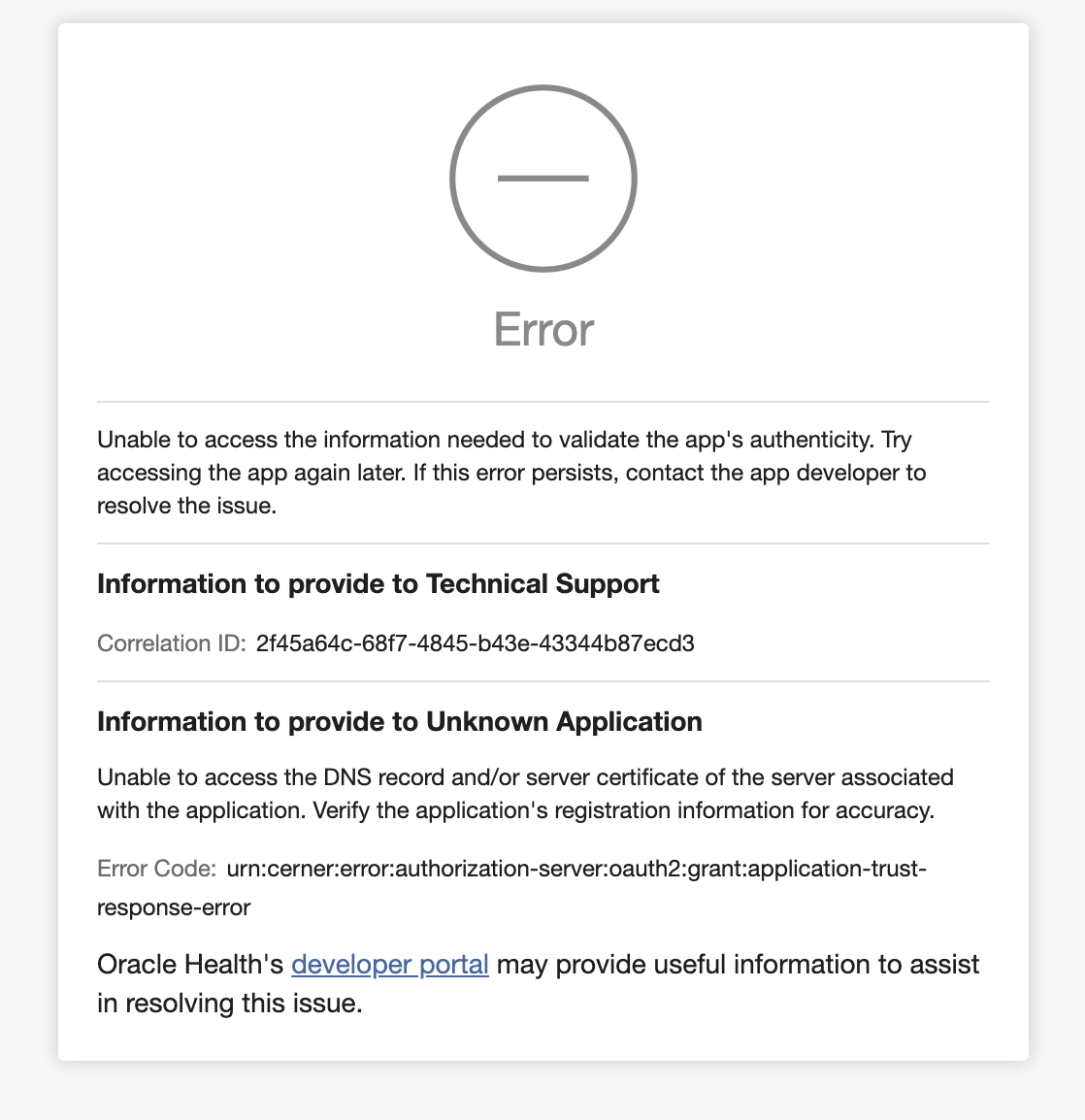 Cannot validate app's authenticity - Oracle Forums