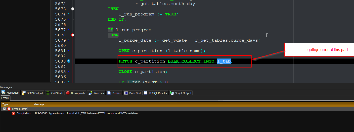 Pls 00386 Type Mismatch Found Between Fetch Cursor And Into Oracle Forums