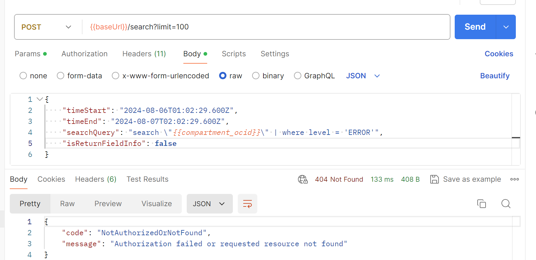 Getting Unauthorized while invoke OCI search rest api - Oracle Forums