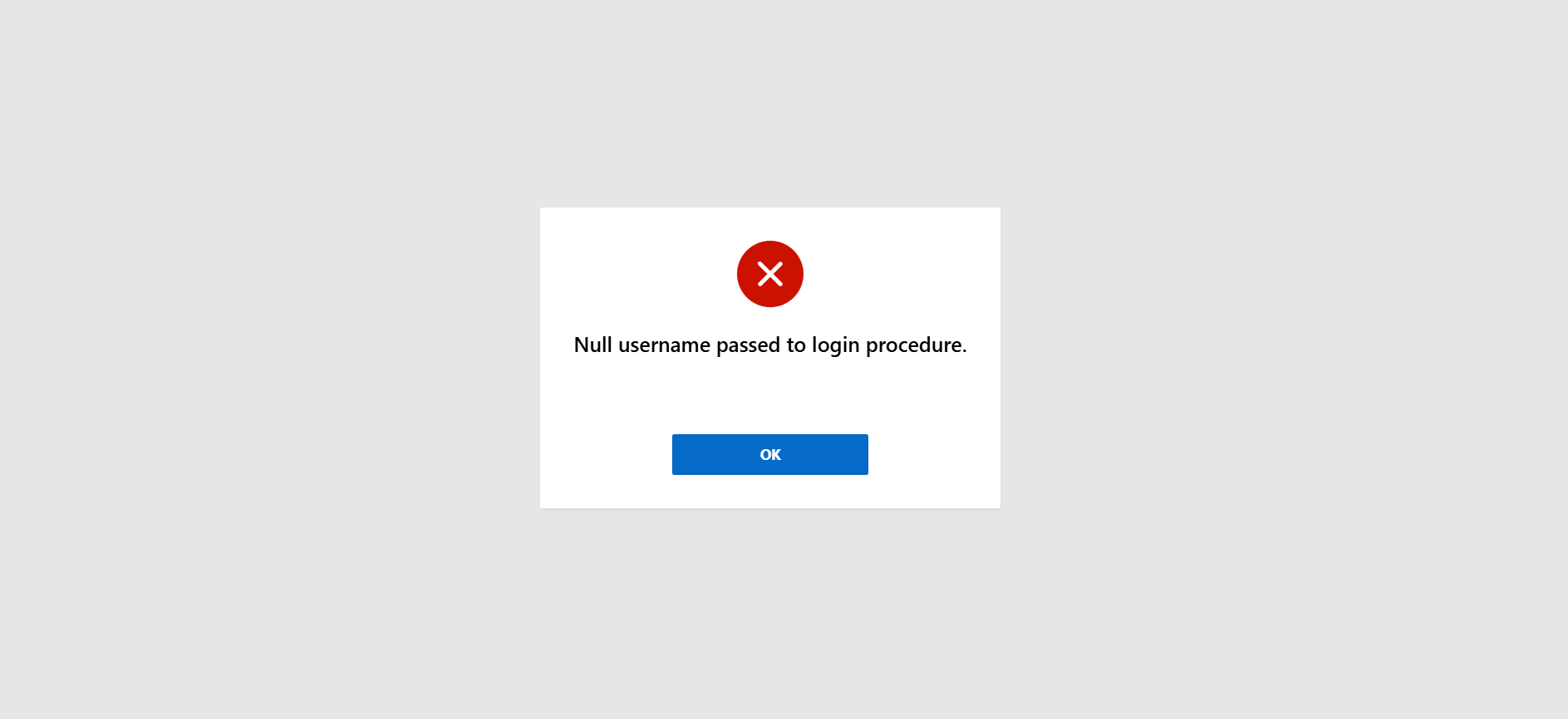 Null username passed to login procedure. - Oracle Forums