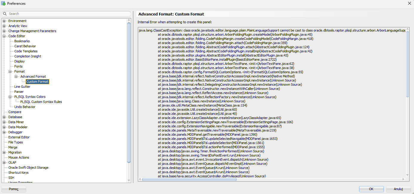 Problem with Advenced Format: Custom Format - Oracle Forums