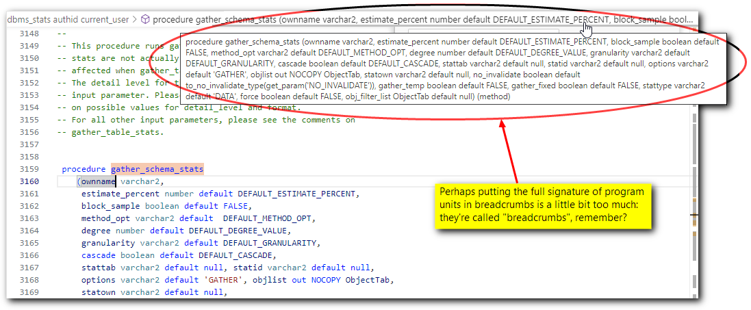 Did breadcrumbs from SQL Dev "Classic" fly away from PL/SQL editors? - Oracle Forums
