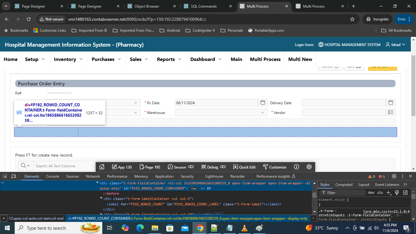 different blank space size after last page item in 2 regions on tab container - Oracle Forums