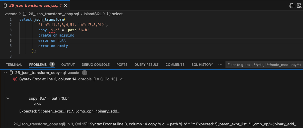 Bug: Syntax Error When Using JSON_TRANSFORM With COPY Operation - Oracle Forums