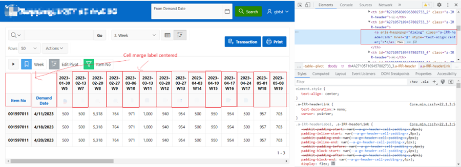 Interactive Report Pivot Cell merge label centered - Oracle Forums