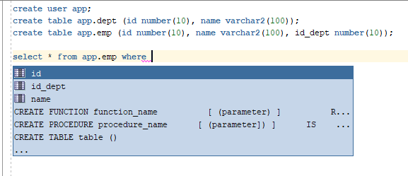 Auto complete doesn't work for column name in where clause when there is another query before ...