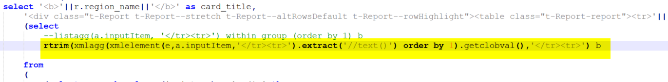 I Cant Get Rid Of Special Characters When Using Xmlagg Function In Report Card Template