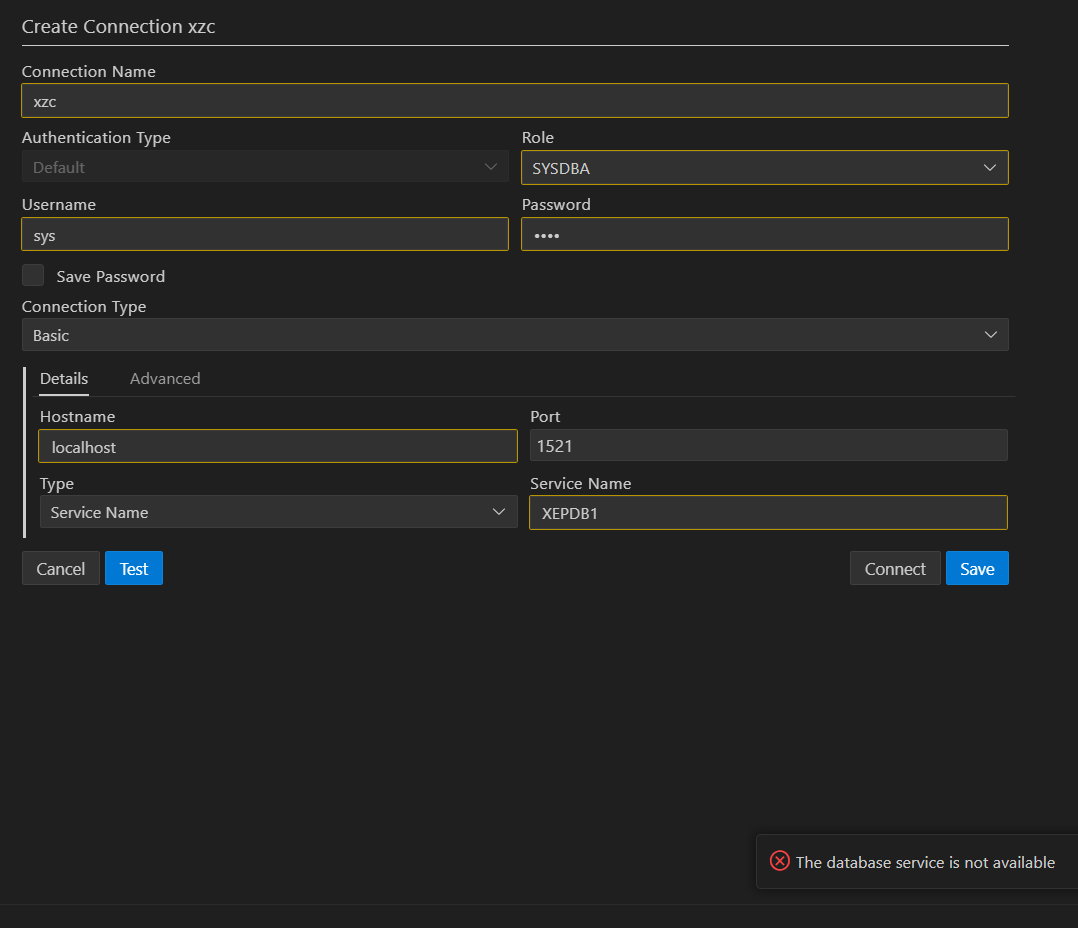 The database service not available. - Oracle Forums