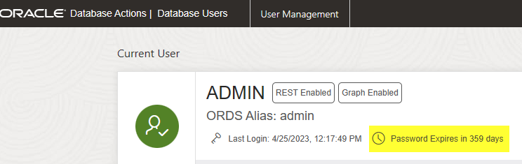 Autonomous Database Disable Admin Password Expiration Oracle Forums