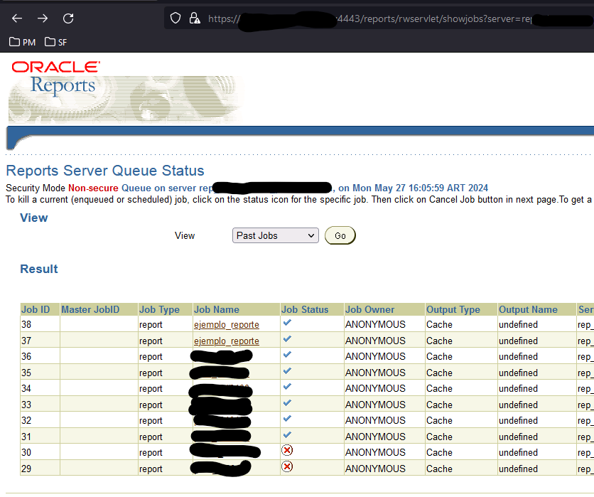 Reports Server Queue Status Job Status Job Name Link Not Oracle Forums