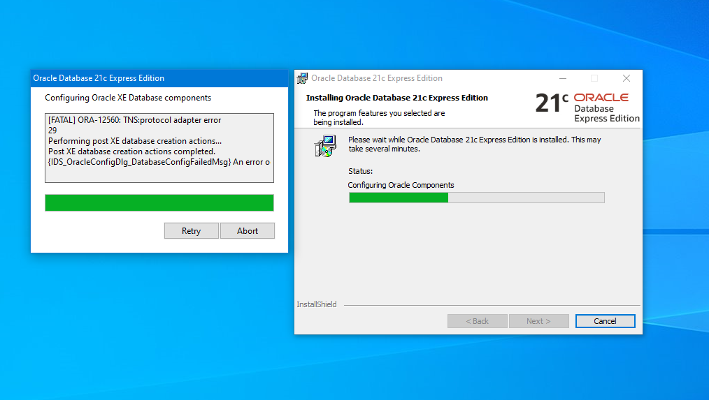 Oracle XE 21c Installation Error (IDS_OracleConfigDlg ... Oracle XE 21c Installation Error (IDS_OracleConfigDlg ...