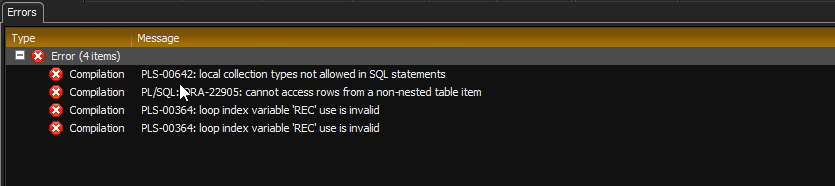 Pls 00386 Type Mismatch Found Between Fetch Cursor And Into Oracle Forums 