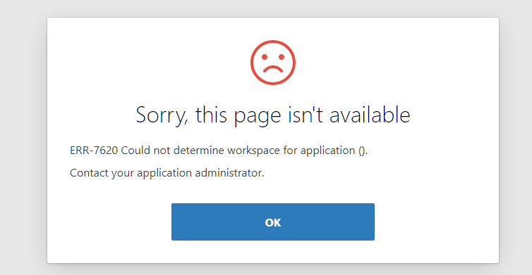 Deal with ERR-7620 Could not determine workspace for application ().? - Oracle Forums
