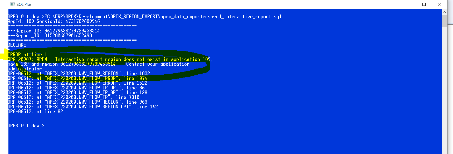 Apex Region Export Data Function Error On Interactive Report Oracle Forums
