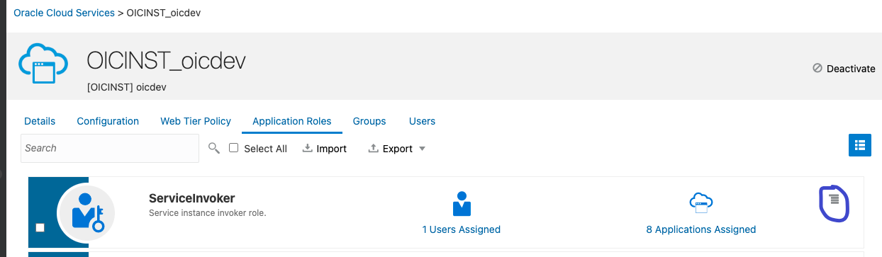 Grant an app (made with visual builder studio) service invoker role to call OIC instance via ...