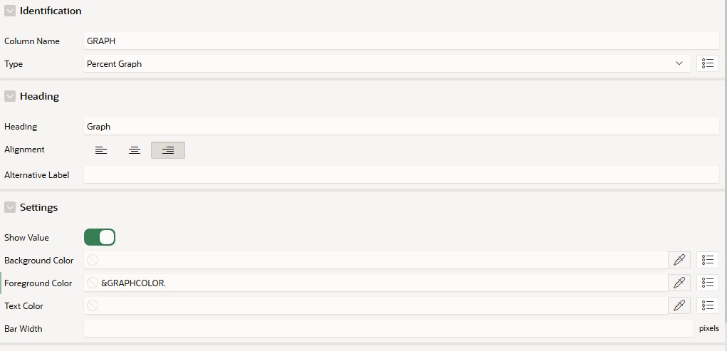 Interactive Grid Percent Graph conditional Foreground Color - Oracle Forums