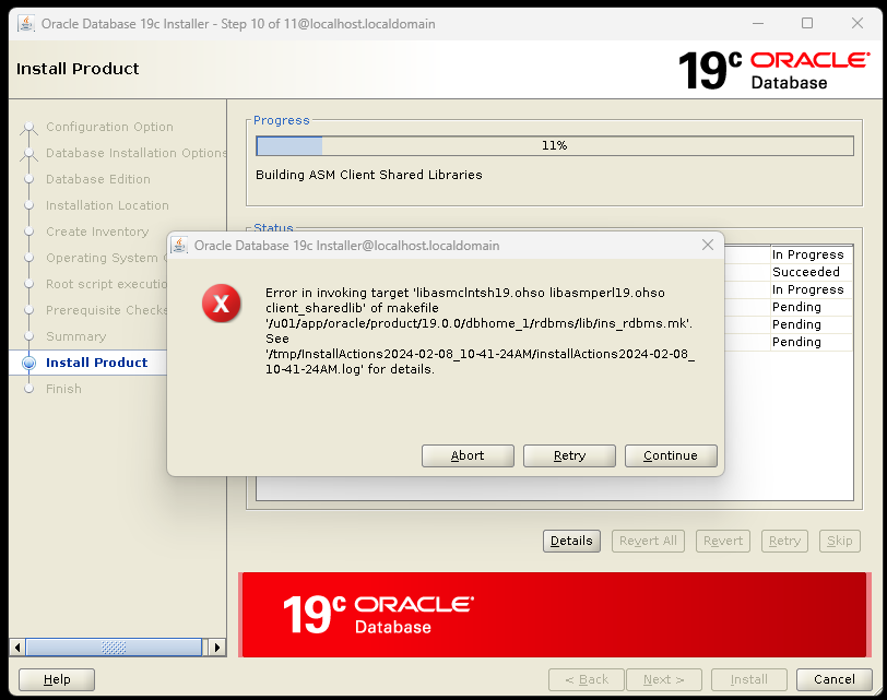Error In Invoking Target Libasmclntsh19 Ohso Libasmperl19 Ohso Client
