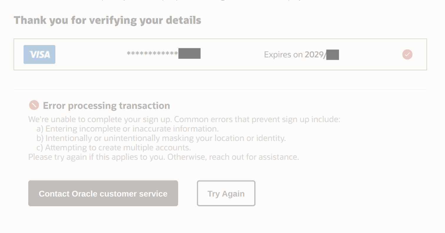 Signup issues with Oracle Cloud Free Tier Account - Oracle Forums