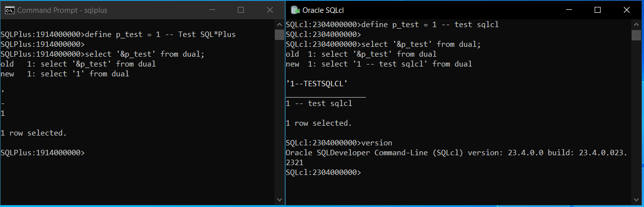 Sqlcl Define Bug Oracle Forums 