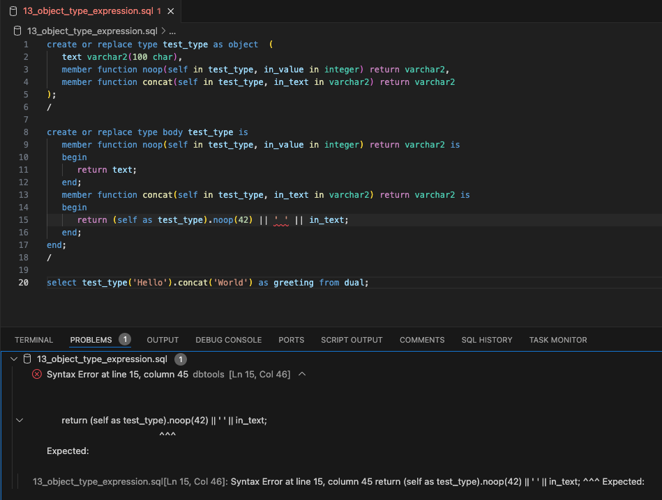 Bug: Syntax Error When Using Expressions With Object Type Member Functions - Oracle Forums