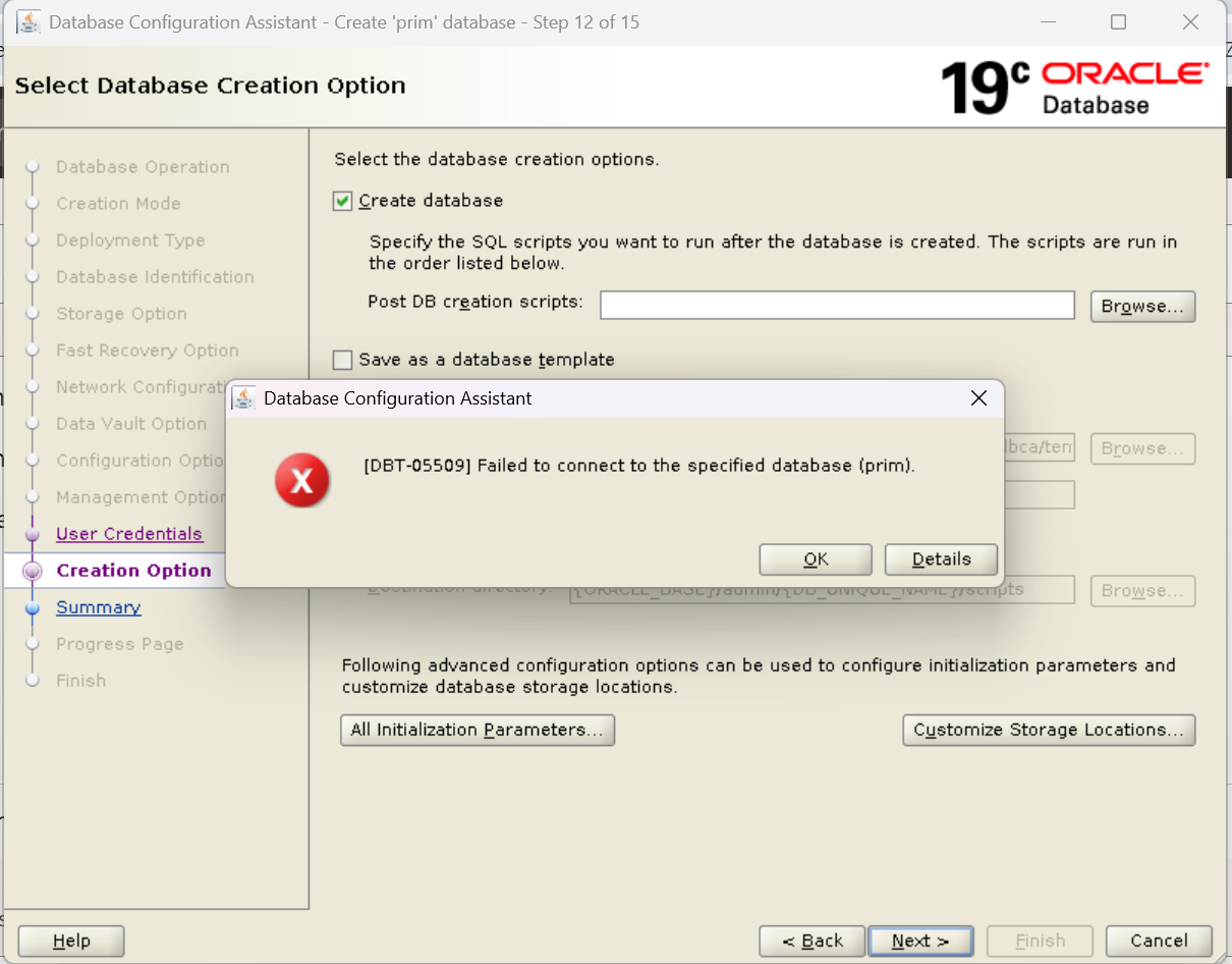 Data base configuration assistant - Oracle Forums