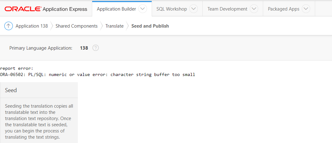 Error "string buffer too small" in Oracle APEX AppBuilder. Could I debug this? - Oracle Forums