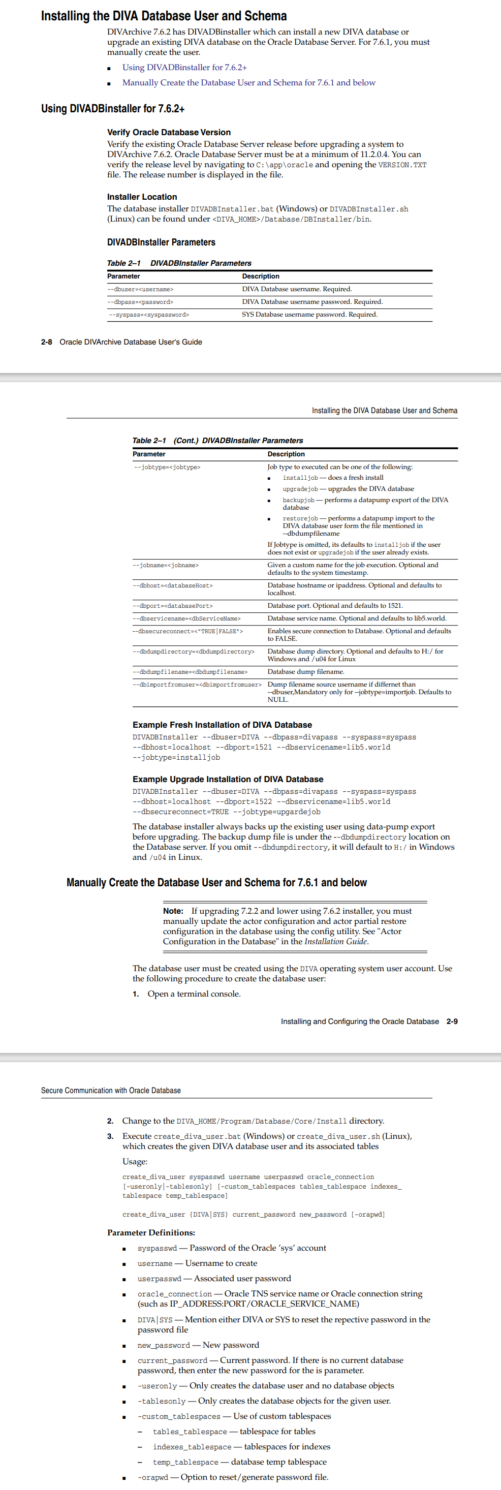 Errors occured while Installing the DIVA Database User and Schema - Oracle Forums