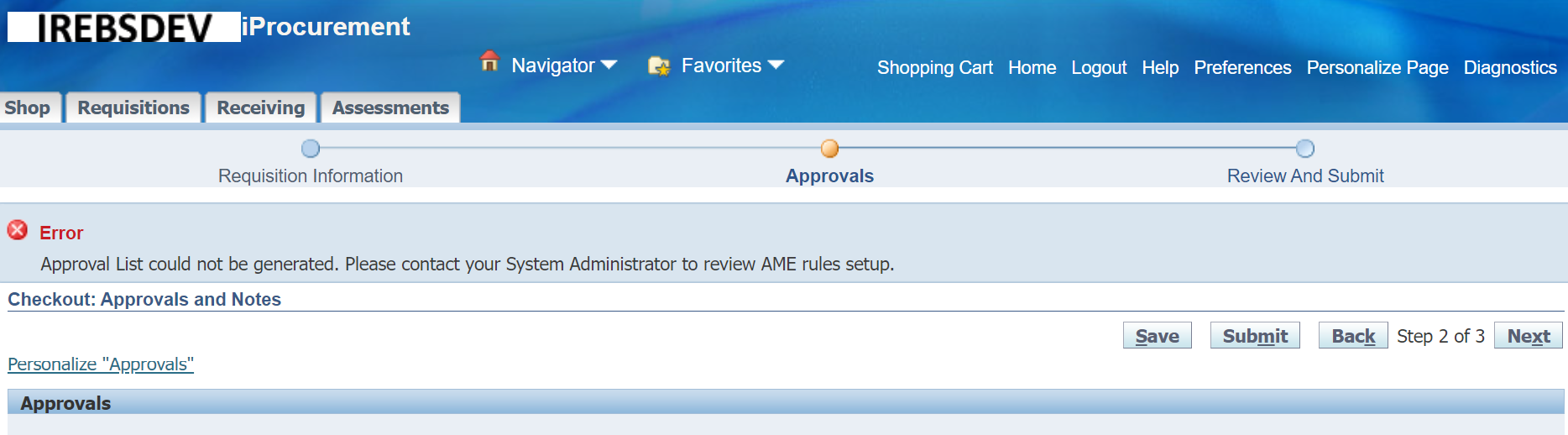 Need to print dynamic message based on approval group when click on Next button in iProcurement ...
