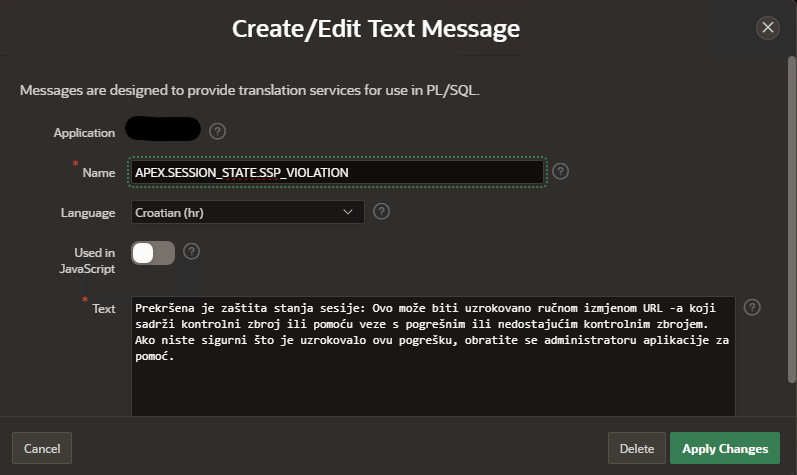 Error in displaying translated internal messages - Oracle Forums