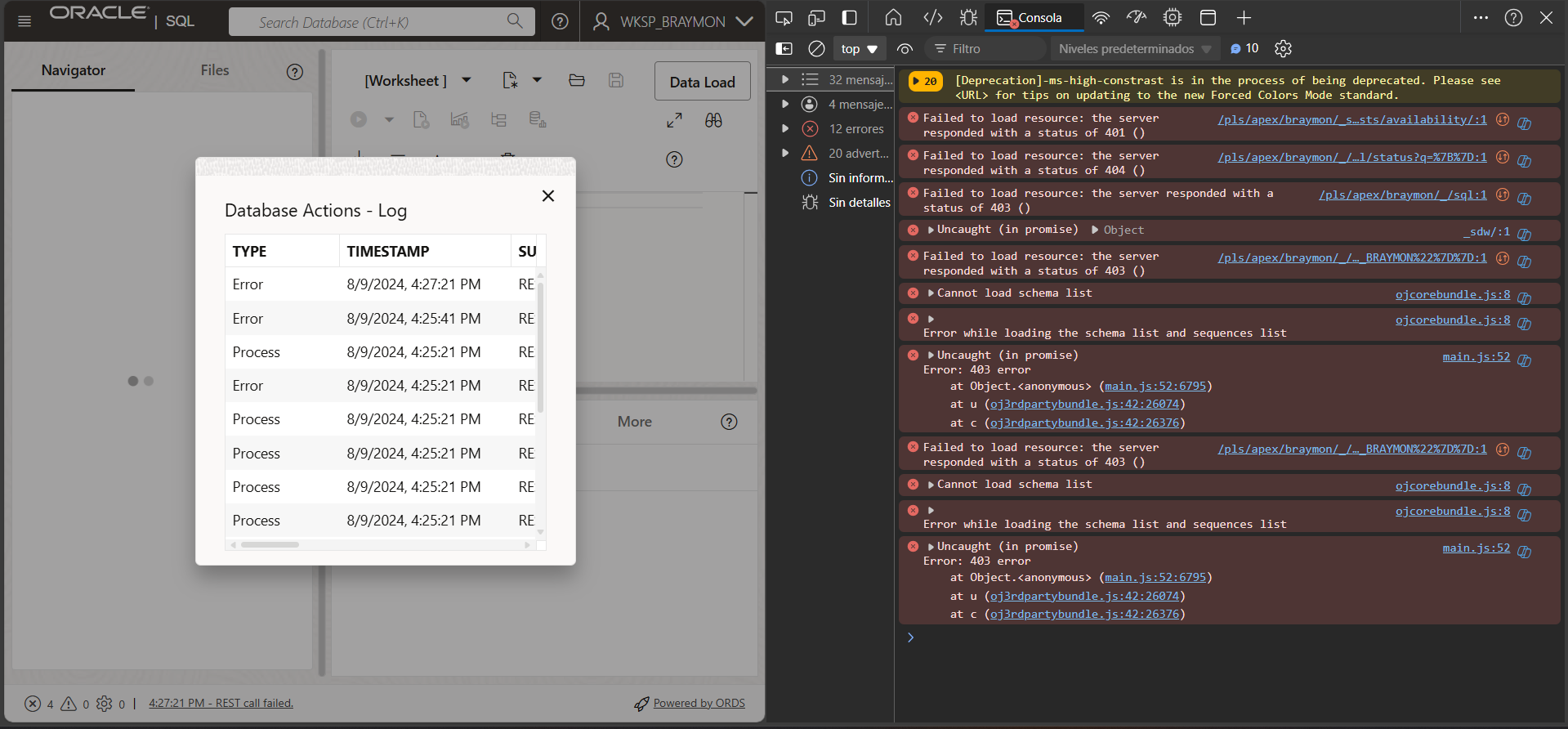 Problem with SQLDeveloper Online - Oracle Forums