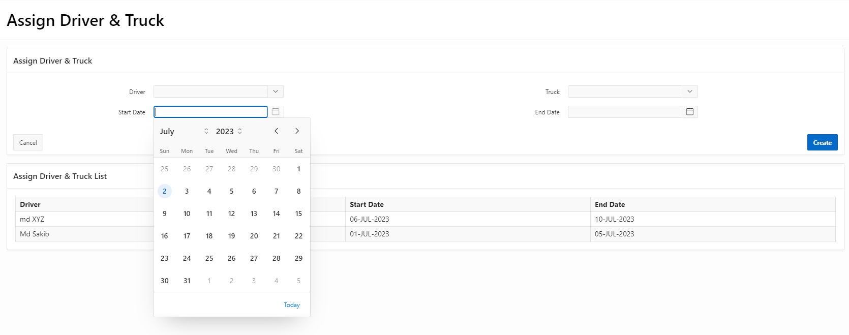 want to build a query for order form dynamic action where assign truck ...