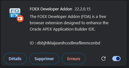 FOEX Developer Addon 22.2.0.15 Chrome Extension warning - Oracle Forums