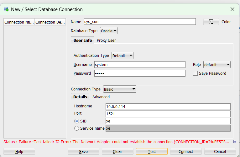 Not Able To Make Connection With Sql Developer Oracle Forums
