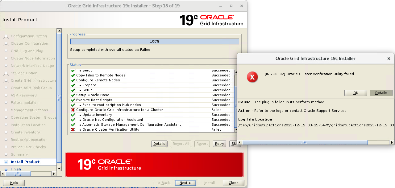 Error Encountered Installing Oracle Grid 19c Oracle Forums