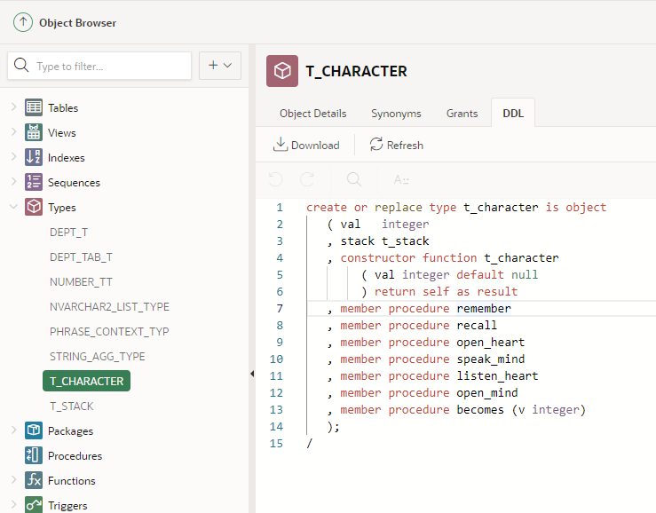 APEX 23.1 Object Browser - cannot see type body definition - Oracle Forums