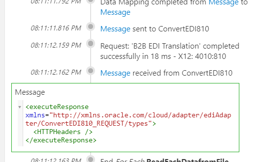 Unable To Receive Response Payload For The B2b Outbound Edi Translate Activity In Oic Oracle