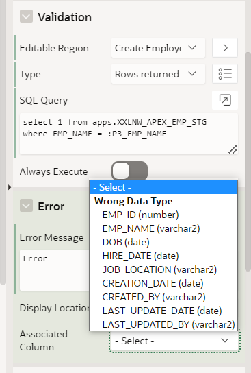 Custom Validation returns wrong data type in APEX 21.1.2 - Oracle Forums