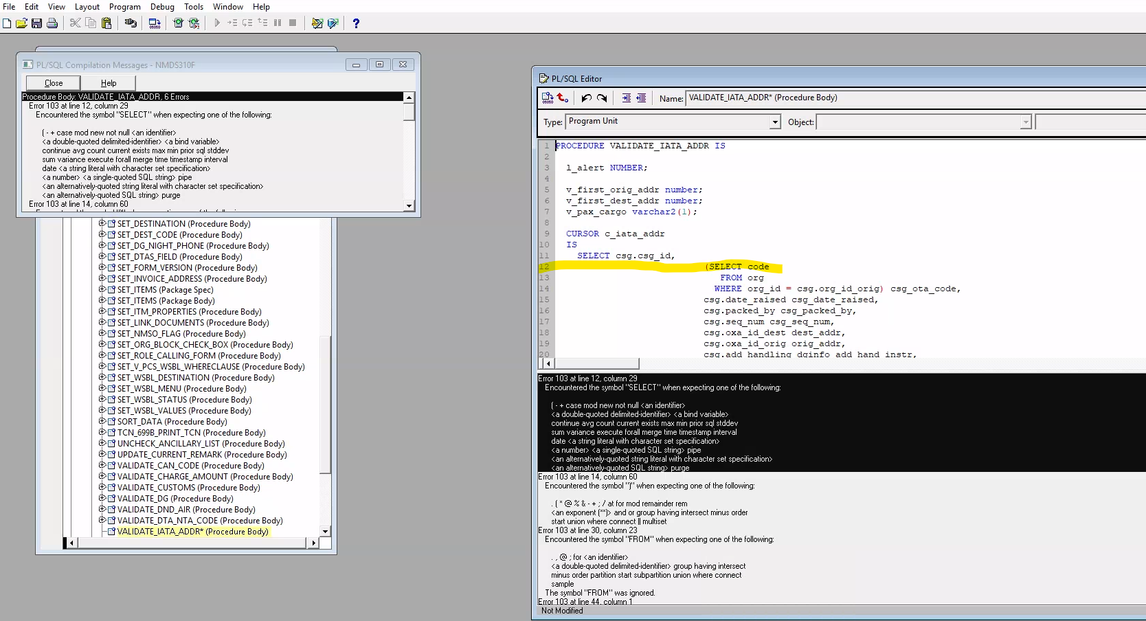 Error while compiling a From - Oracle Forums
