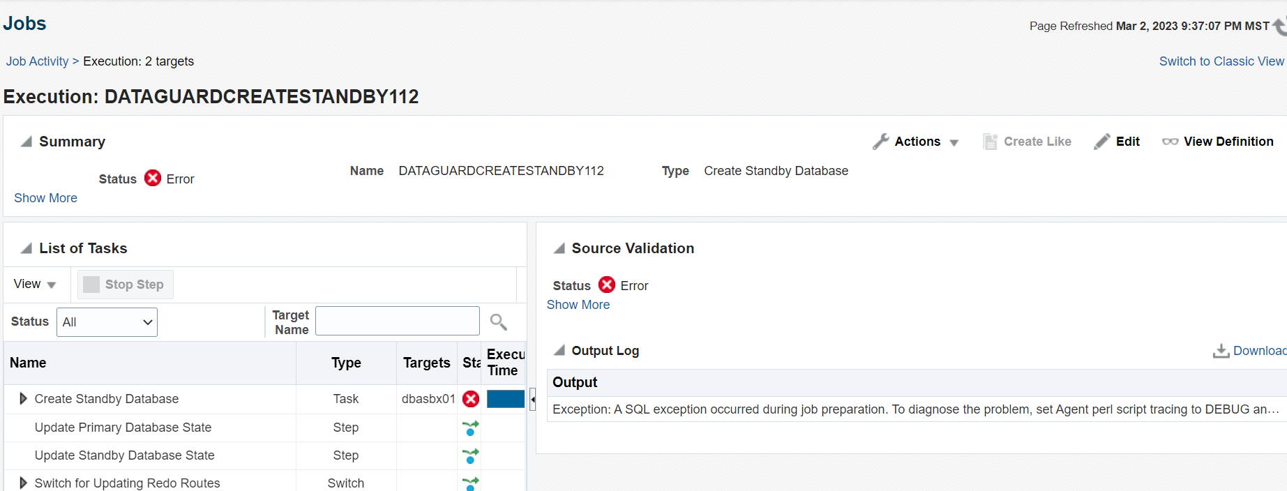 Error When Use Oem To Setup Oracle Data Guard Oracle Forums