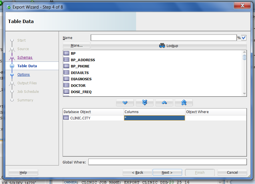 Exclude columns when exporting using data pump wizard - Oracle Forums