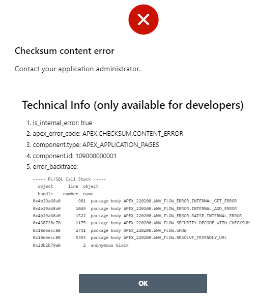 Checksum content error when selecting theme styles - Oracle Forums