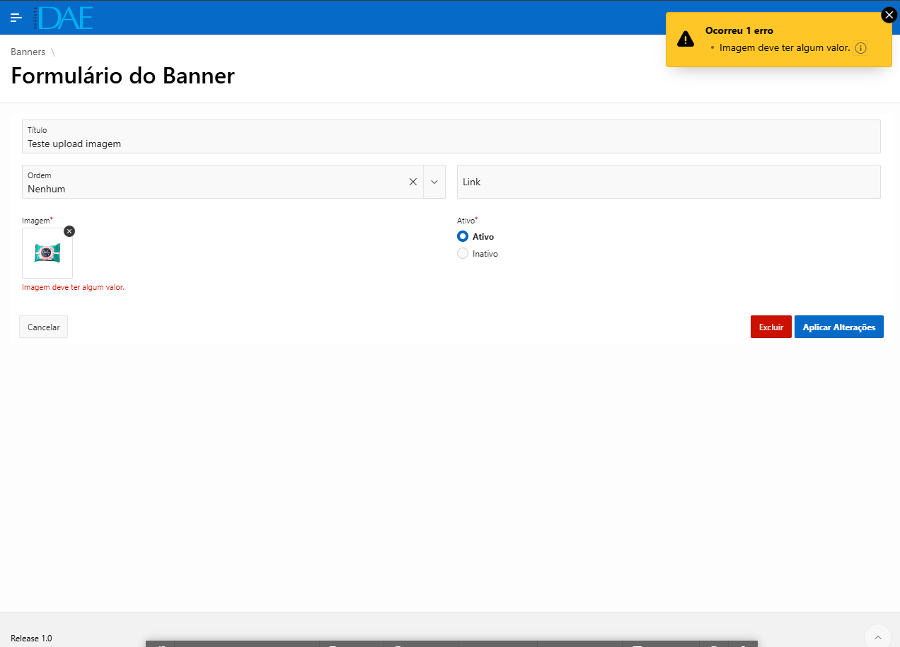 Validation on field upload image is required on edit mode. - Oracle Forums
