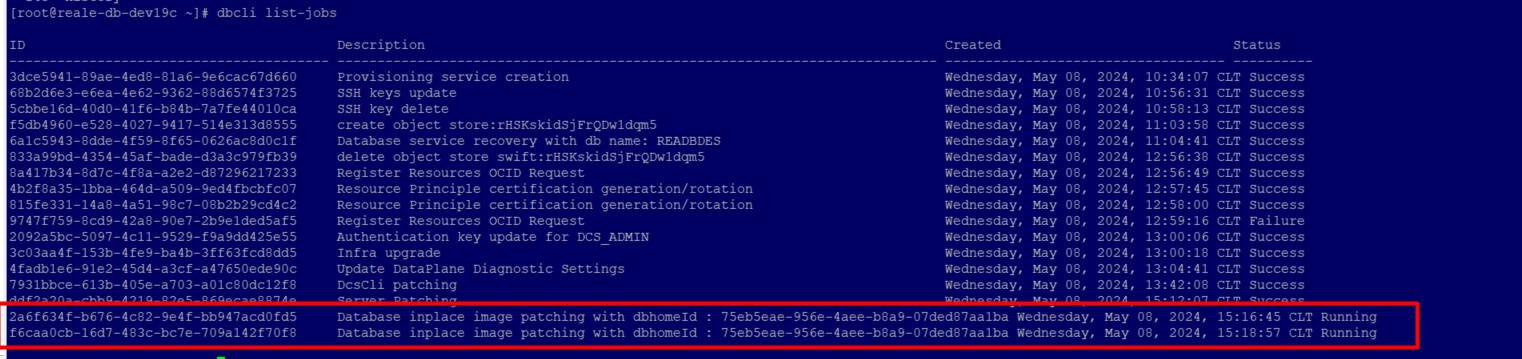 data base dbcli parching STOP - Oracle Forums